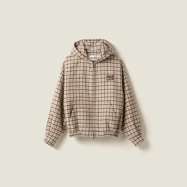 Miu Miu Check Blouson Jacket - Cocoa Brown | Editorialist